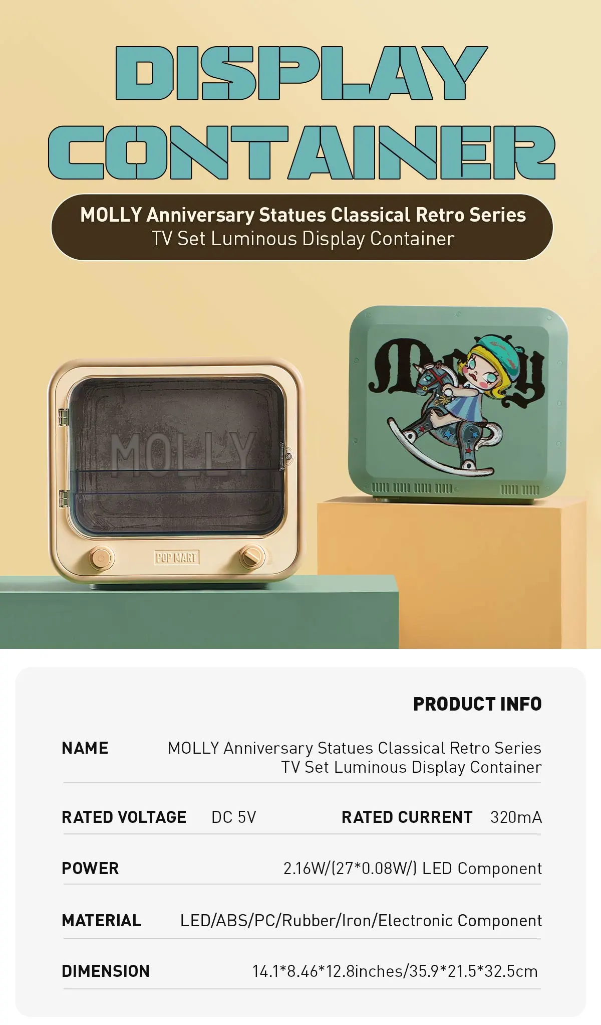 MOLLY Anniversary Statues Classical Retro Series-TV Set Luminous ...