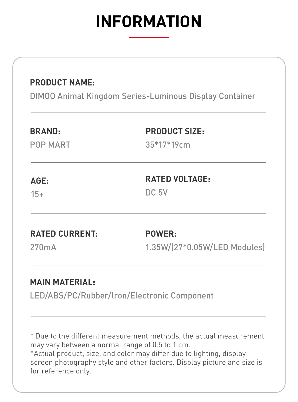 DIMOO Animal Kingdom Series-Luminous Display Container - POP MART ...